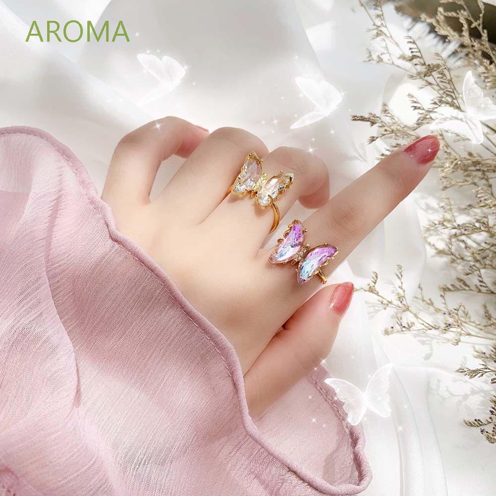 AROMA Temperament Finger Rings Personality Fashion Jewelry Butterfly ...