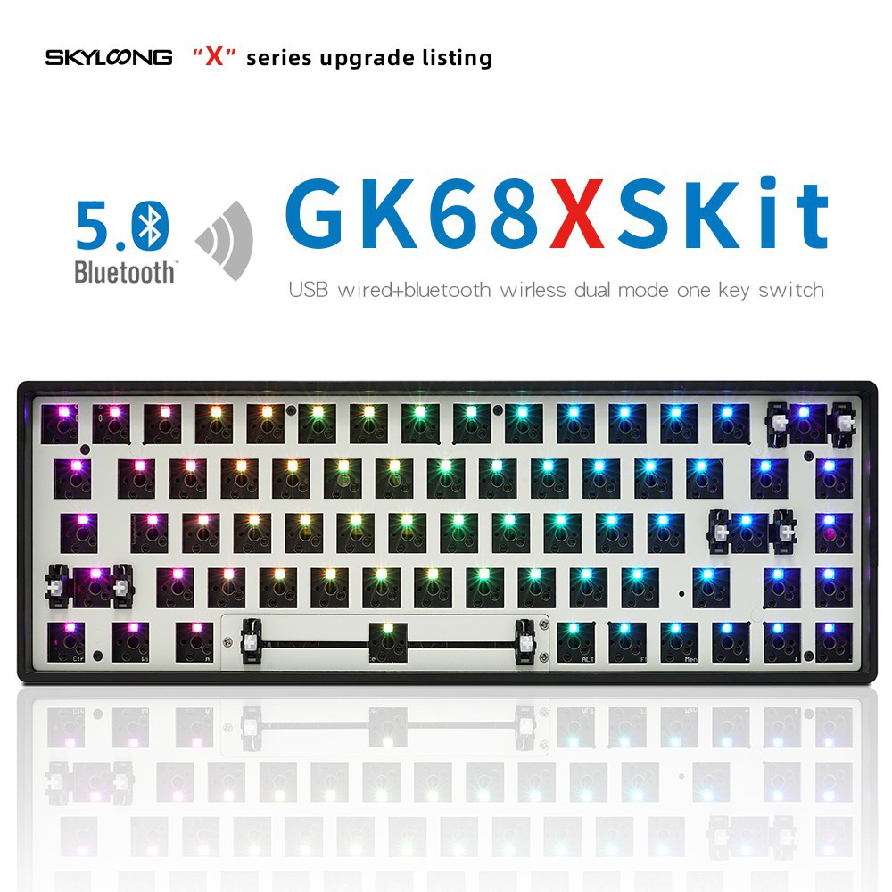 คีย์บอร์ด Skyloong GK68xs GK68 GK Hotswap RGB Wireless Bluetooth สีขาว ...