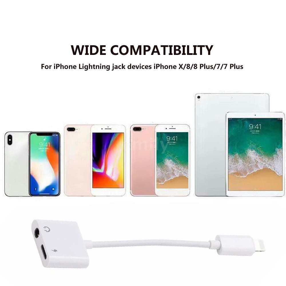 2 In 1 Audio Charging Adapter Lightning Adapter 3.5mm Earphone Jack AUX ...