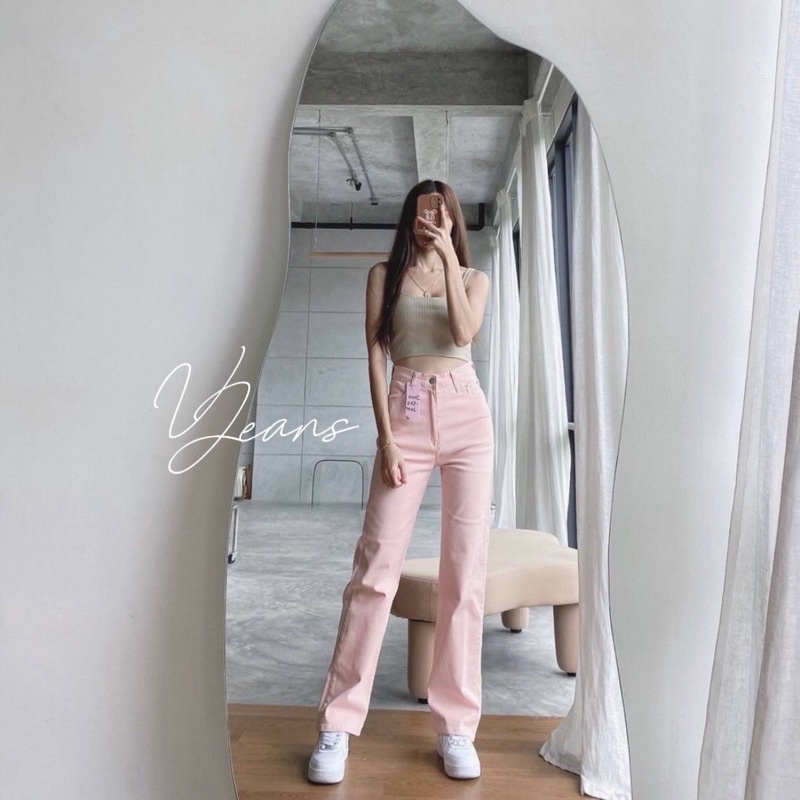 V-JEANS ป้าย CHU พร้อมส่งกางเกงยีนส์ขายาวกางเกงยีนส์เอวสูง ใส่เเล้วดูสูง เก็บพุง - vjeans - ThaiPick