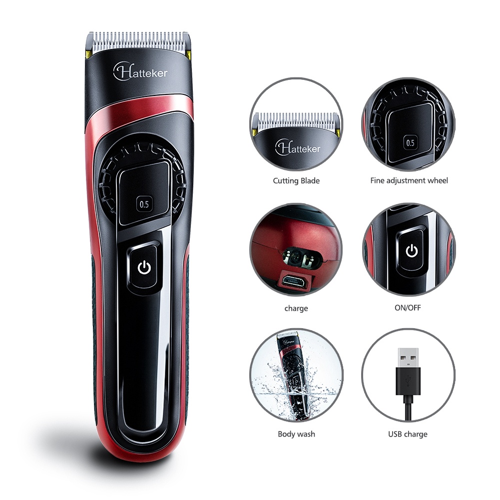 HATTEKER Professional Hair clippers Rechargeable Electric Hair Trimmer ...