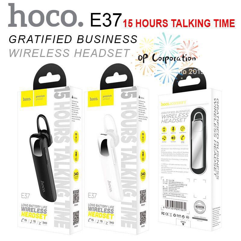 คุณภาพเสียงที่ดีคุณภาพสูงบรรจุภัณฑ์เดิม หูฟังบลูทูธไร้สาย Hoco Wireless Headset E37 Gratified ...