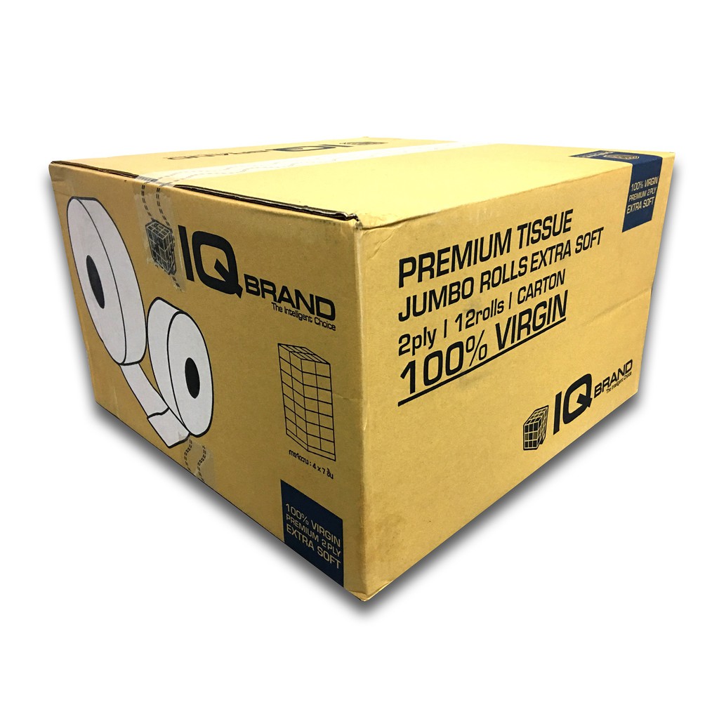 IQ BRAND กระดาษชำระม้วนใหญ่ เยื่อกระดาษบริสุทธิ์100 ไม่มีลาย หนา2ชั้น ...