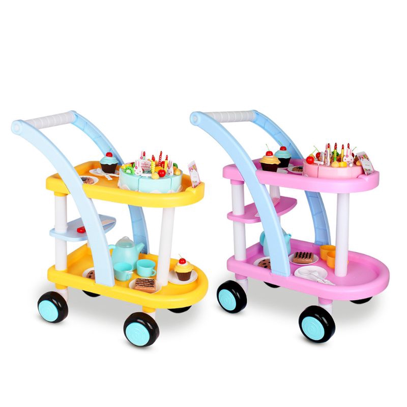 king Pretend Birthday Cake Trolley for Kids Funny Role Play Playset for ...