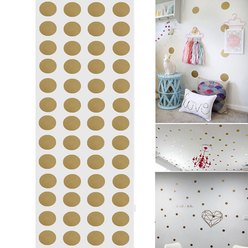 REBUY Gold Polka Dots Dot 52/PCS Wall Stickers Sticker Circles Vinyl ...