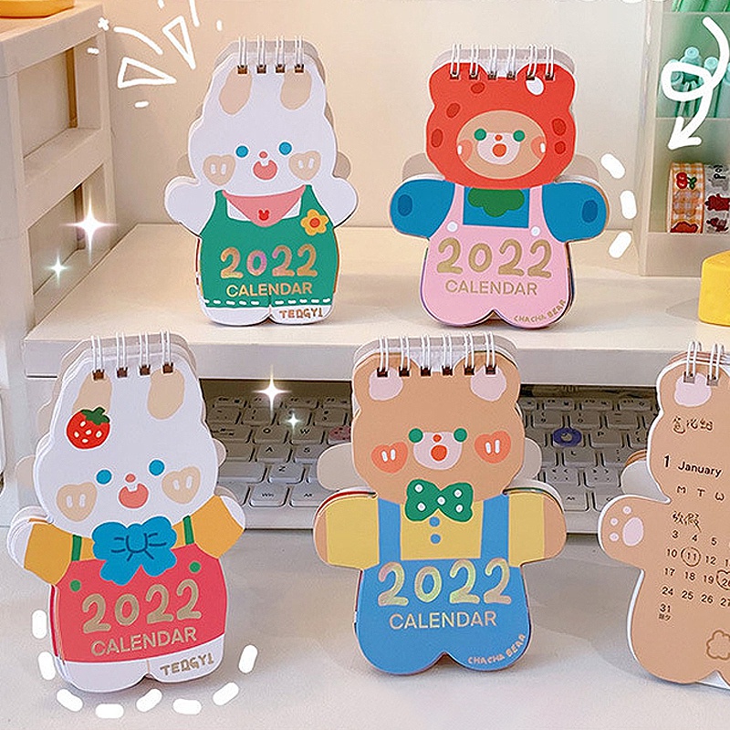 2022 Desk Calendar Mini Cute Page Turning Calendar Office Study ...