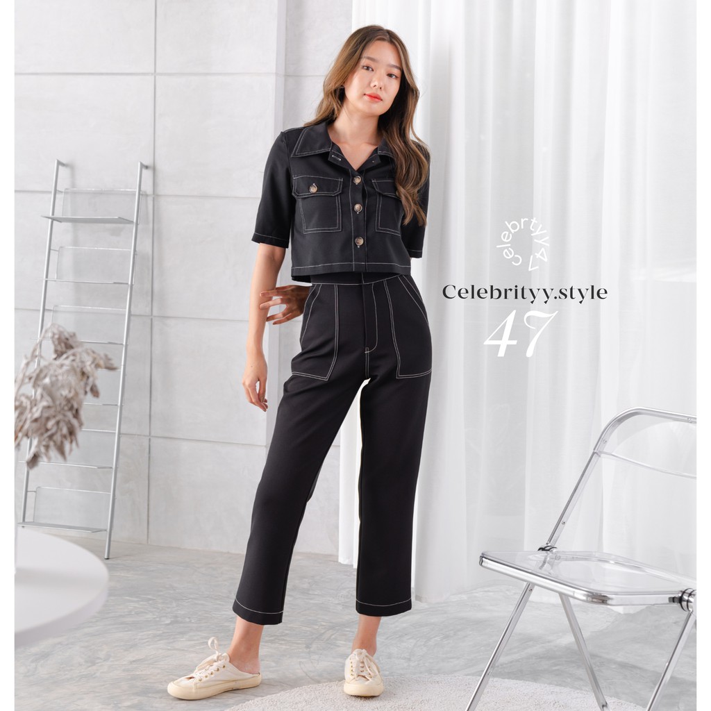 Celebirtyy.style CB47 กางเกงขายาว เอวสูง ทรงกระบอก - celebrityystyle ...