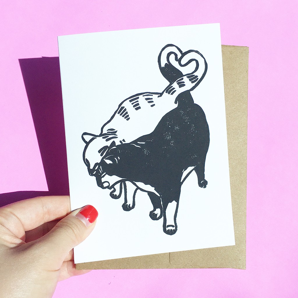 การ์ดวันเกิด การ์ดอวยพร น่ารัก พร้อมซอง แมว Headbutt Hello Cat Happy ...