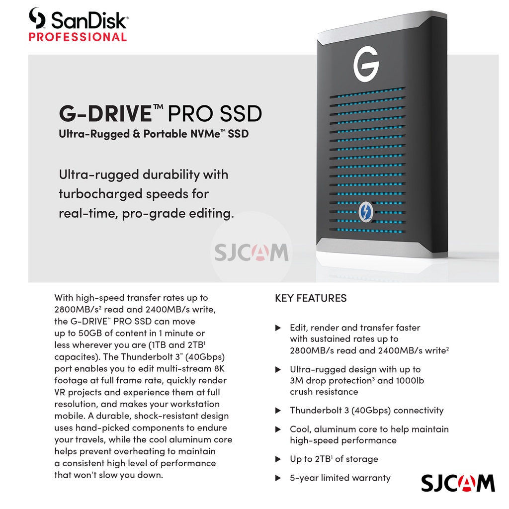 SanDisk Professional G-DRIVE PRO SSD 500GB1TB2TB NVMe SSD Up to 2800MBs ...