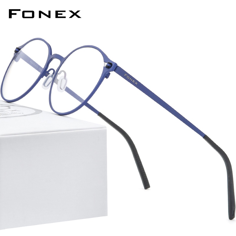FONEX Pure Titanium Glasses Frame Women Retro Round Prescription ...