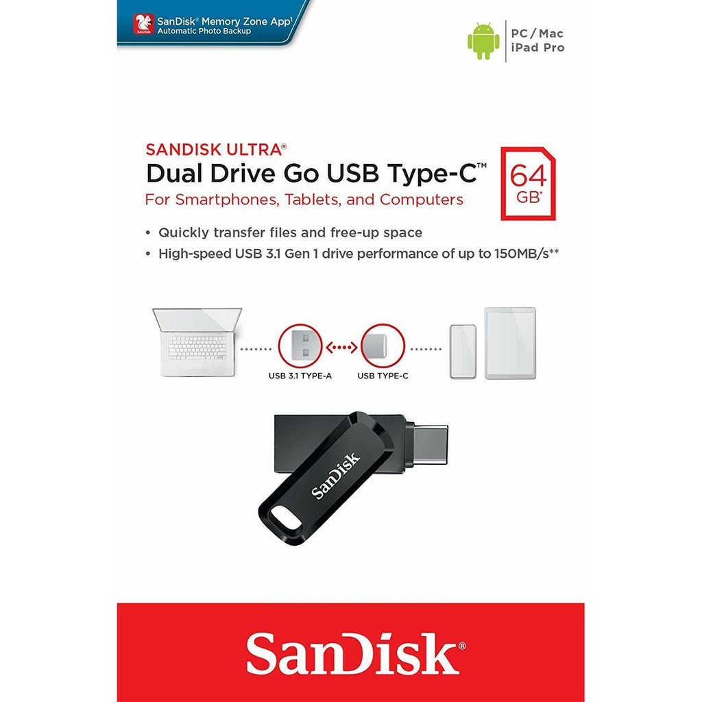 SanDisk Ultra Dual Drive Go USB Type-C 64GB (SDDDC3-064G-G46) - sandisk ...