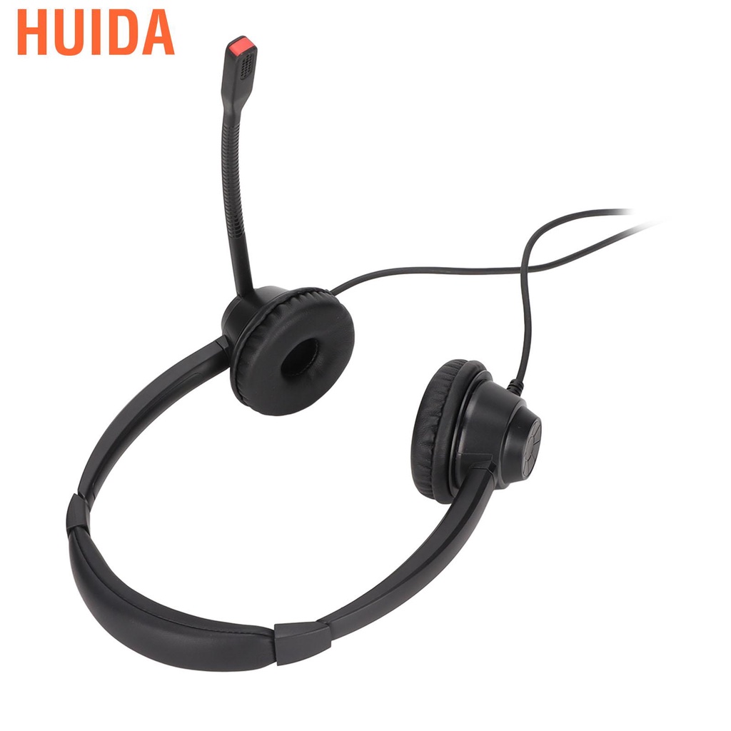 Huida Telephone Headset Noise Reduction Dual 3.5mm Plug Binaural ...