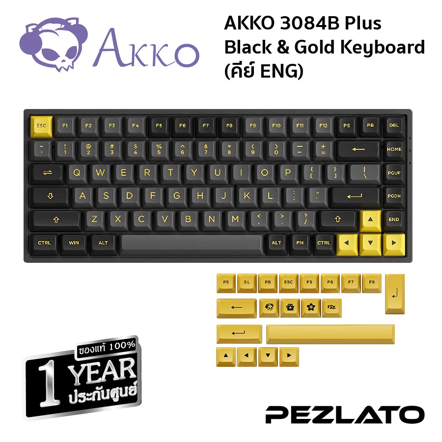 AKKO 3084B Plus Black Gold Keyboard (คีย์ ENG) - 27ey0i0nws - ThaiPick