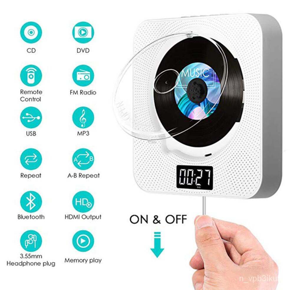 2021Portable Bluetooth DVD / CD Player, Wall-Mounted DVDs Player, Dual ...