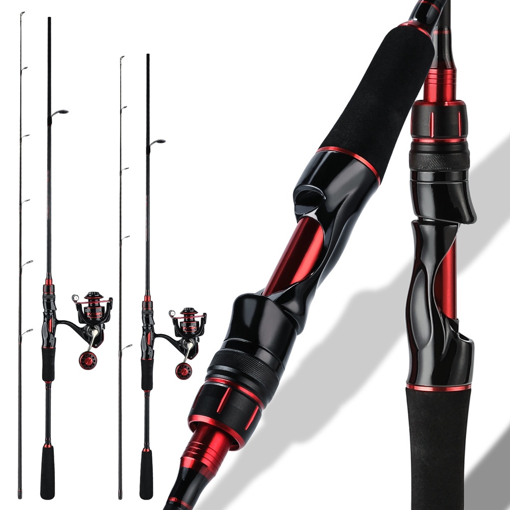 Sougayilang Fishing Rod Fishing Reel Set 1.82.1m Spinning Fishing Rod 2 Sections With EVA Handle ...