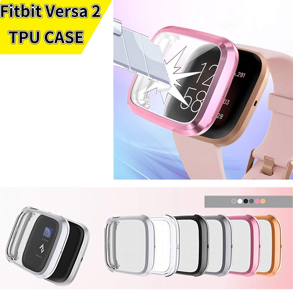 Compatible for Fitbit Versa 2 Screen Protector Case, Full Body Cover ...