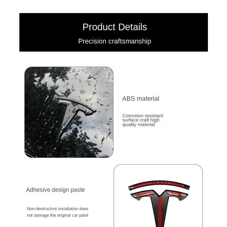 รถเครื่องประดับ3CS/set Tesla Model 3 Matte Black Car Label Tail Label ...