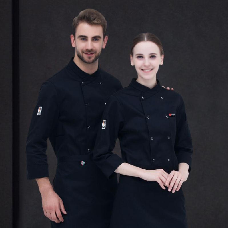 Chef Workwear Mens Long-Sleeved Autumn Winter Hotel Restaurant Kitchen ...