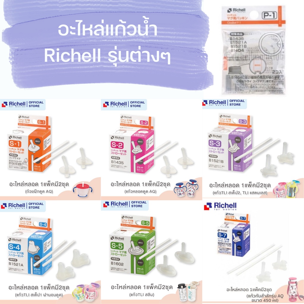 Richell อะไหล่แก้วน้ำ Richell รุ่นต่างๆ (หลอดเเละยางวง) | Shopee Thailand