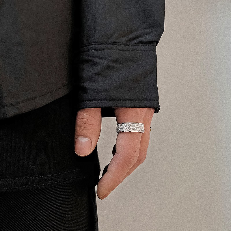 SAZ hip hop street wind rappers and shining diamond titanium steel ring ...