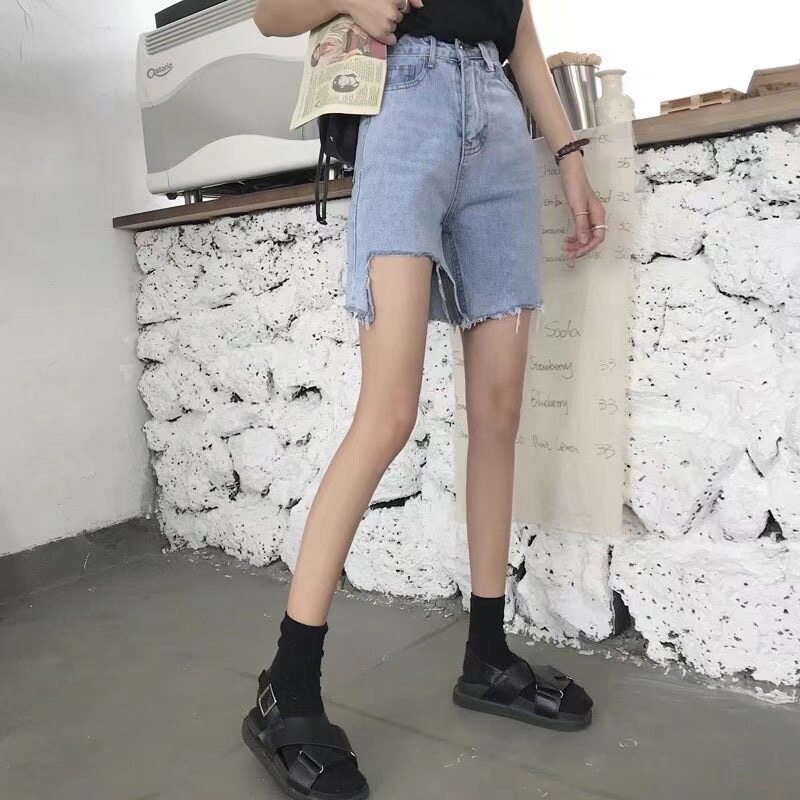 chen shop แฟชั่นกางเกงขาห้าส่วนผ้าเดนิมทรงตรงสวยเข้ารูป รุ่นใหม่ มีไซด์ ...