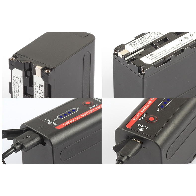 แบตเตอรี่ 8700mAh NP-F980 NP-F970 NP-F960 มีไฟบอกสถานะแบต Sony type Battery with DC and USB ...