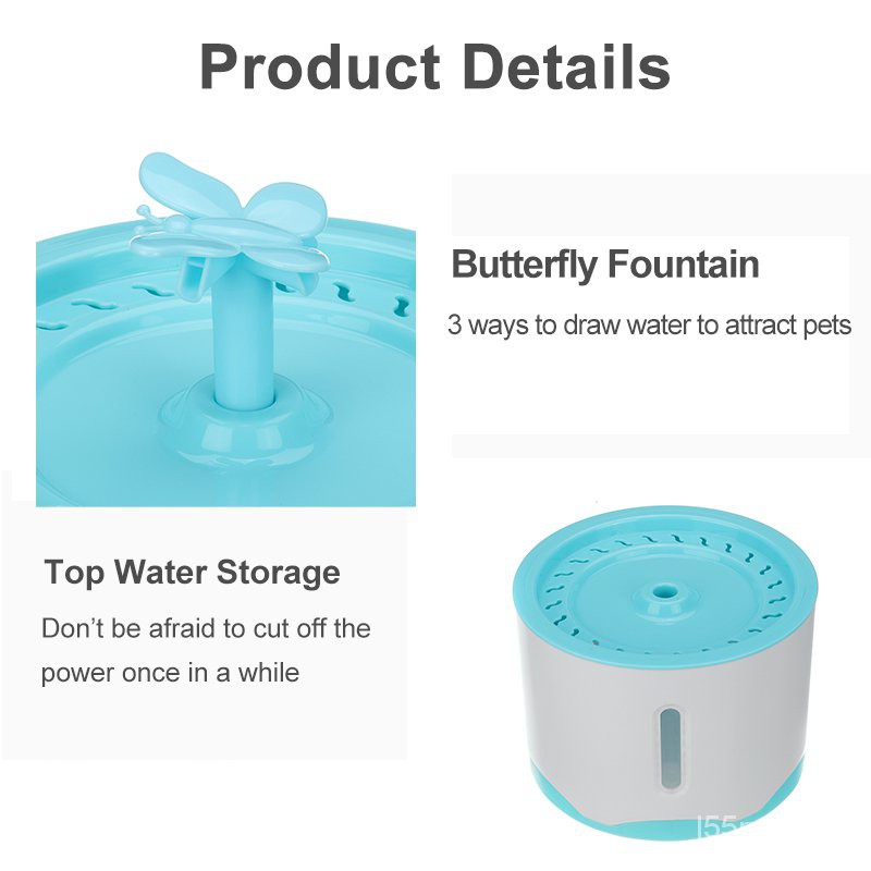 2600Ml สัตว์เลี้ยงไฟฟ้าน้ำตกเทียม W LED ไฟกลางคืนอัตโนมัติเครื่องจ่ายน้ำสำหรับแมวสุนัขสัตว์ ...