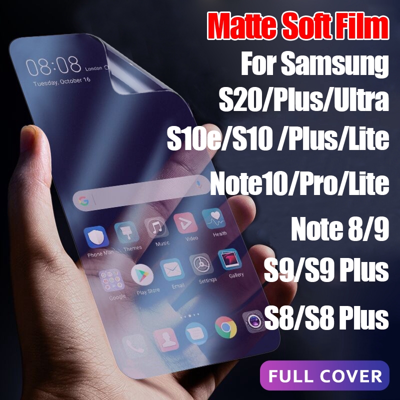 ฟิล์มไฮโดรเจล เต็มจอฟิล์มฝ้า คลือบอ่อน Samsung Galaxy Note 10 Pro 9 8 S10 Plus S10e S10 S9 S8 ...
