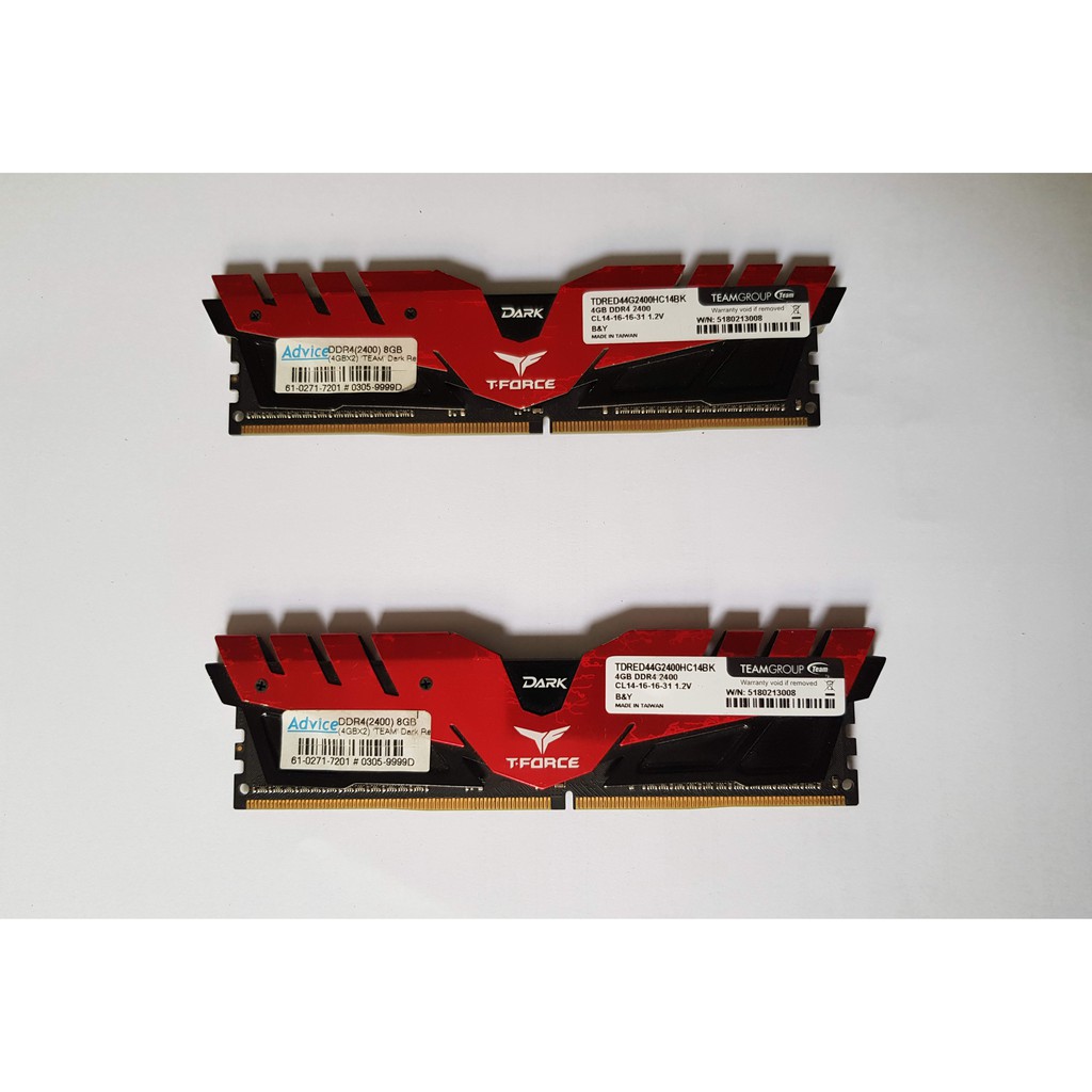 RAM DDR4(2400) 8GB (4GBX2) TEAM Dark Red (ประกัน Advice L/T)(ไม่มีกล่อง ...