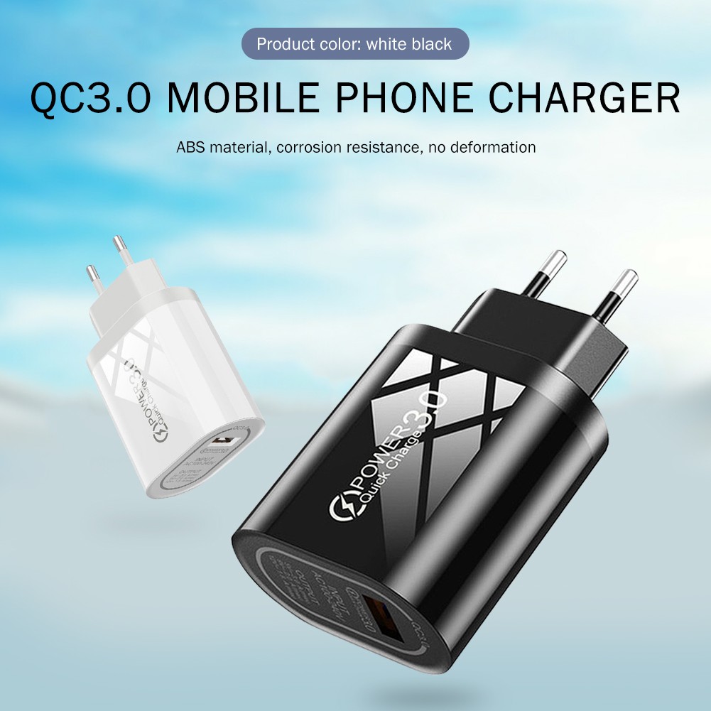 [Lawrence] US EU Plug QC3.0 USB Charger Oval Wall Phone Tablet Fast ...