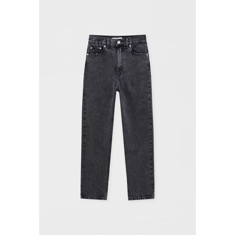 งานแท้ ยีนส์ผุ้หญิงเอวสูง PULLBEAR BASIC MOM HIGH RISE ANKLE LENGTH สีเทาฟอก ปลายขาเรียว ป้ายครบ ...