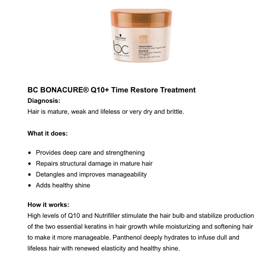 งดแถมหัวปั๊มชั่วคราวSchwarzkopf Bonacure Q10 time Restore Treatment 750 ...