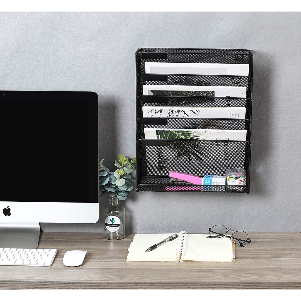 6 Tier Wall Mount Document Letter Tray Organizer, File Organizer Wall ...