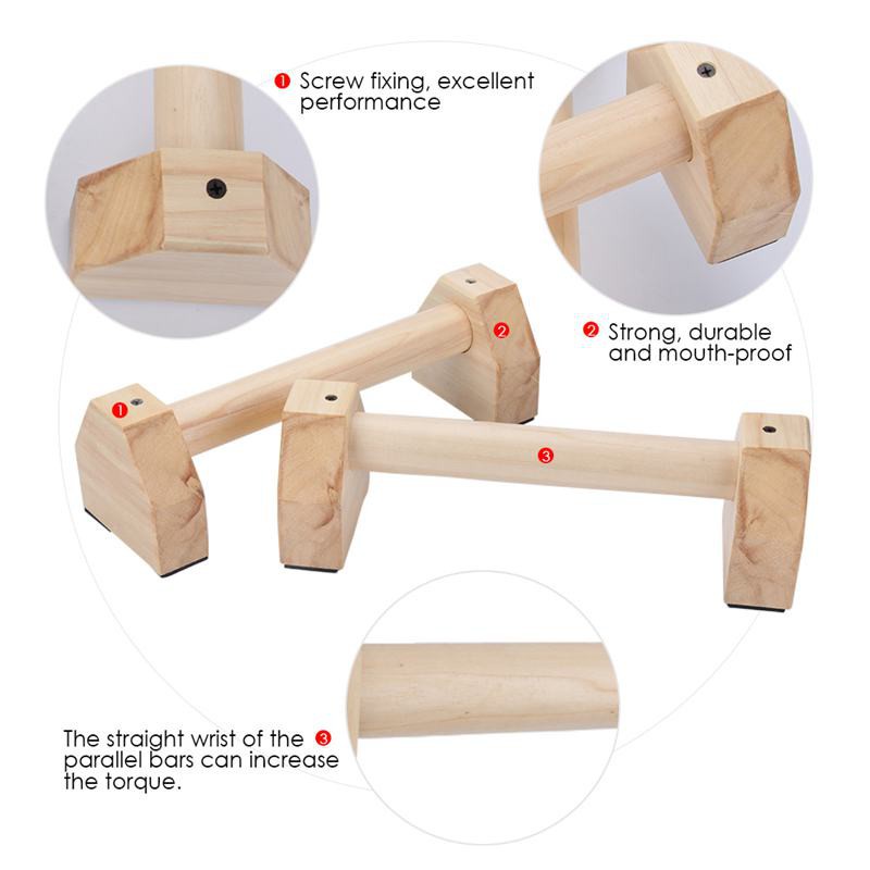 1 Pair Wooden Fitness Sport Push Up Stands Pushup Bars Gym Exercise ...