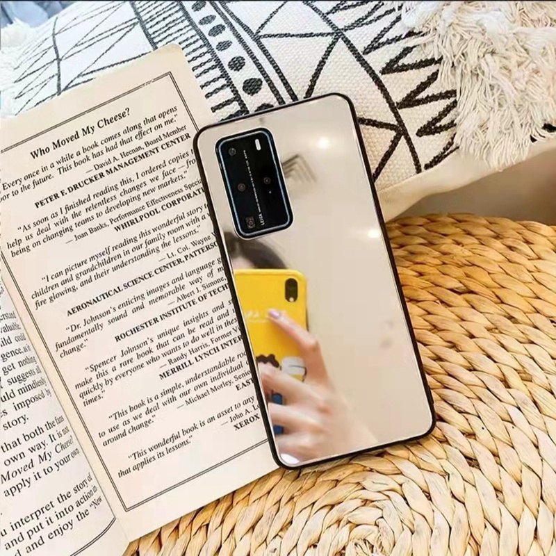 เคสโทรศัพท์มือถือ TPU ป้องกัน หรูหรา มีกระจกแต่งหน้า สีดํา สําหรับ HUAWEI Mate30 40 Pro P30 P40 ...