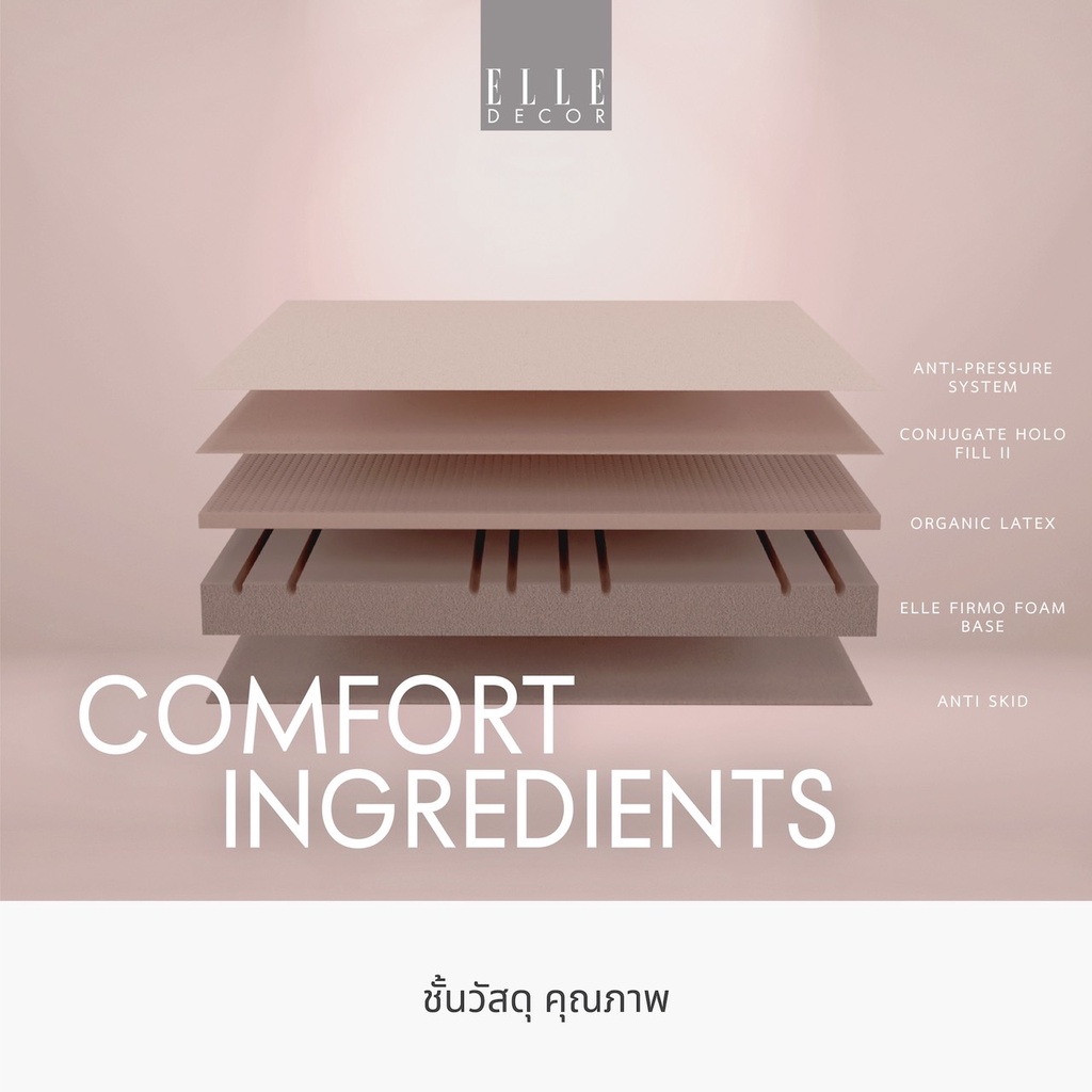 Elle Decor ที่นอนยางพาราแท้ 100 (สเปคแน่นสบาย) รุ่น Emilie Basic หนา 8 นิ้ว ฟรีของสมนาคุณตามขนาด ...