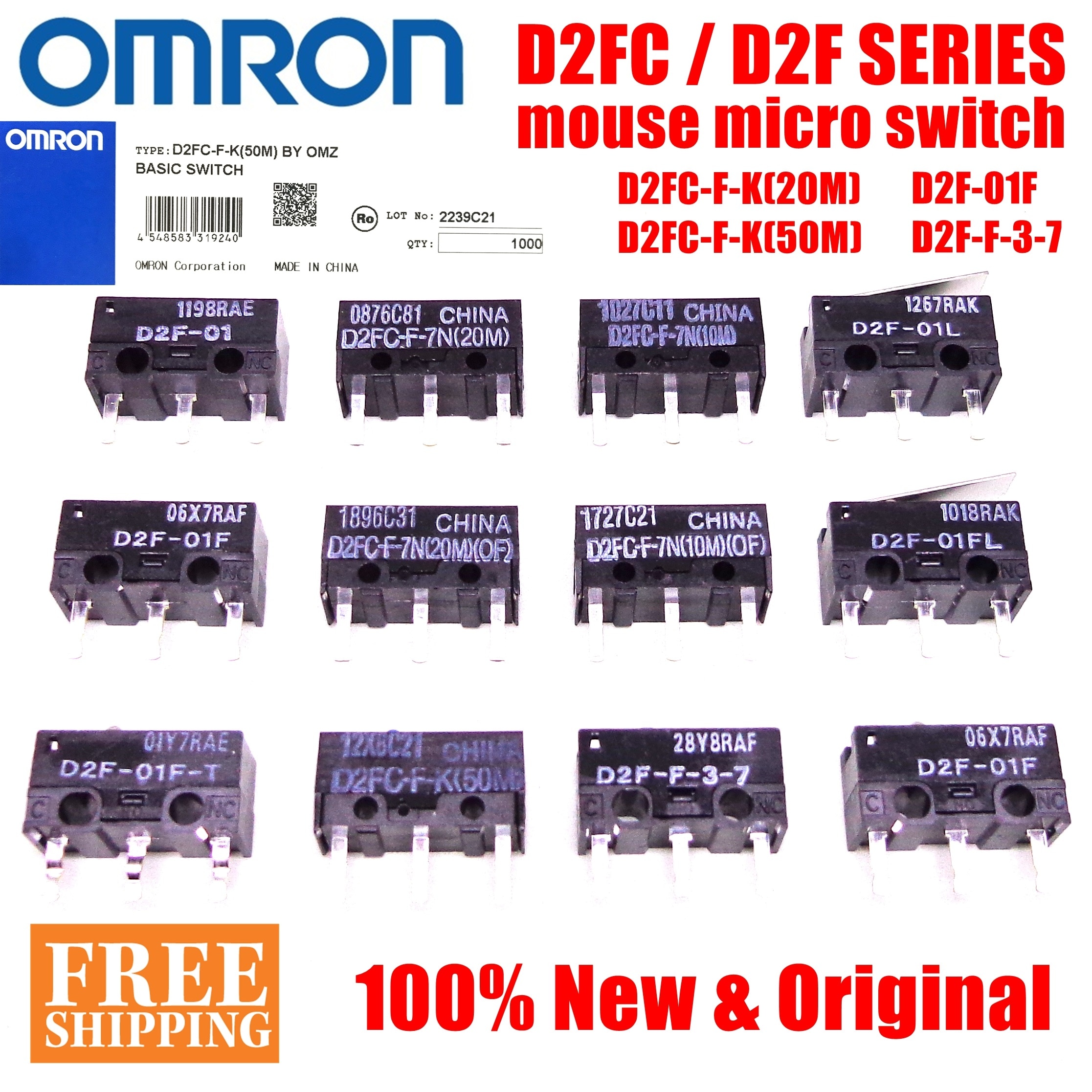 10PCS OMRON mouse micro switch D2FC-F-7N 10m 20m OF D2FC-F-K(50M) D2F D2F-F D2F-L D2F-01 D2F-01L ...