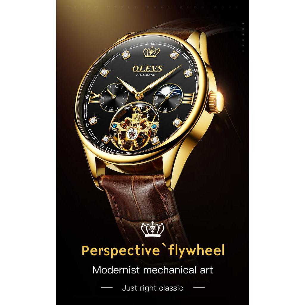 OLEVS Classic Mens Mechanical Watches Automatic Watch Tourbillon Clock ...