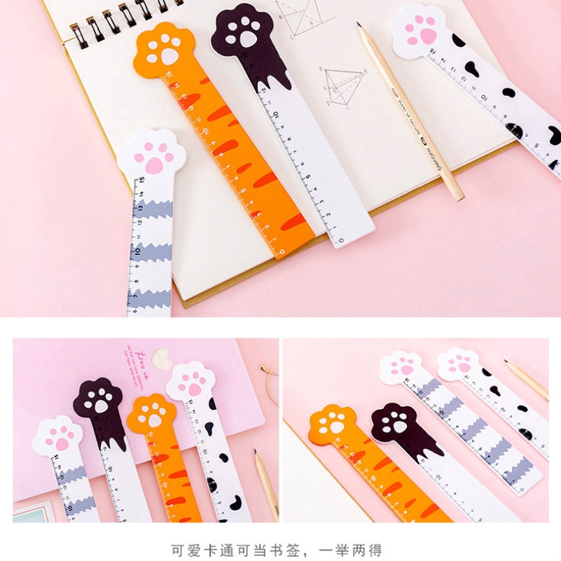 ins girl heart cat claw wooden ruler 15cm scale cartoon creative ...
