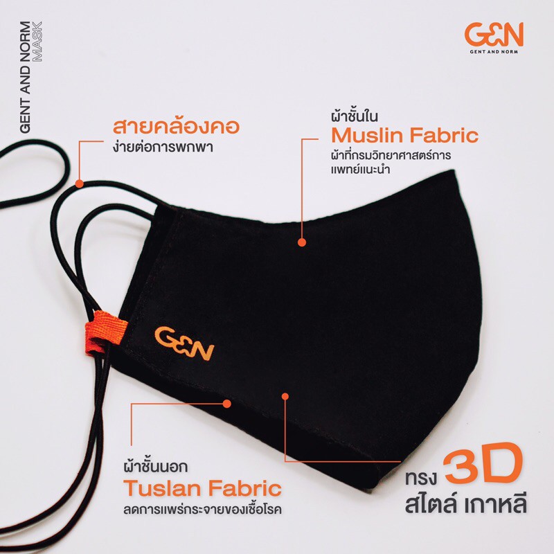 GENT AND NORM ผ้าปิดจมูก 3 ชั้นมีสายคล้องคอปรับได้ผ้าปิดปาก ผ้าปิดจมูก ...