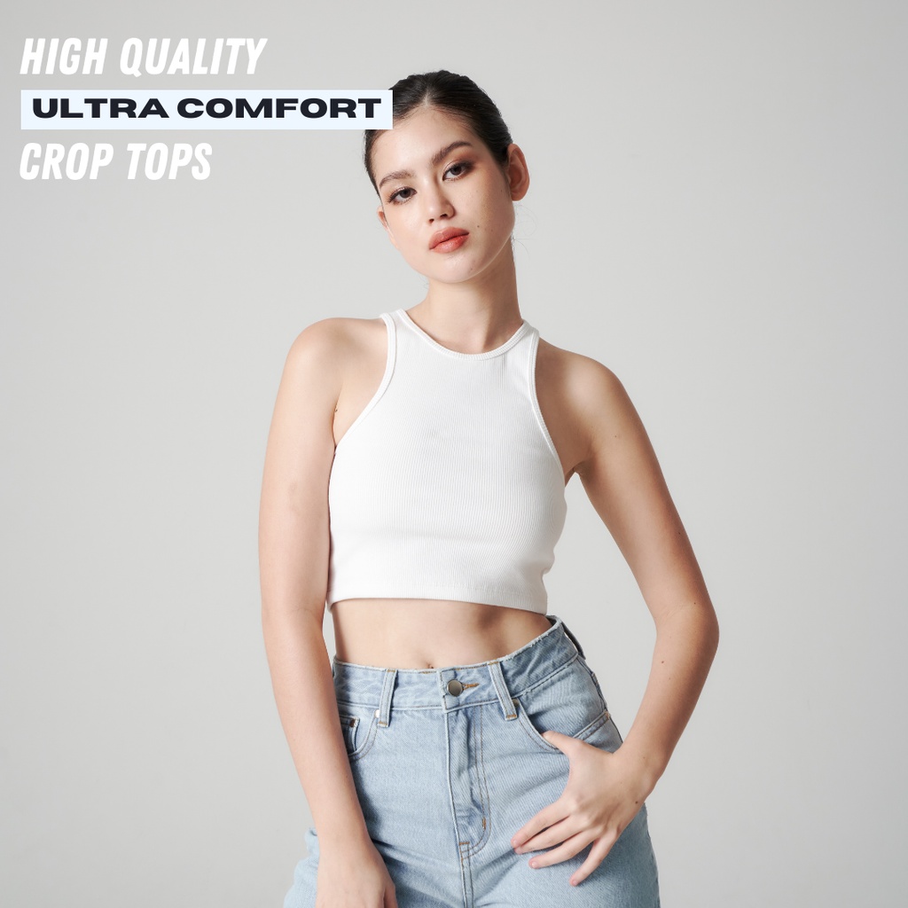 Basic Crop-Top - White (READY-TO-SHIP) | Shopee Thailand