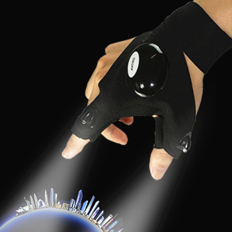 Fingerless Glove LED Flashlight Torch Outdoor Tool Fishing Camping ...