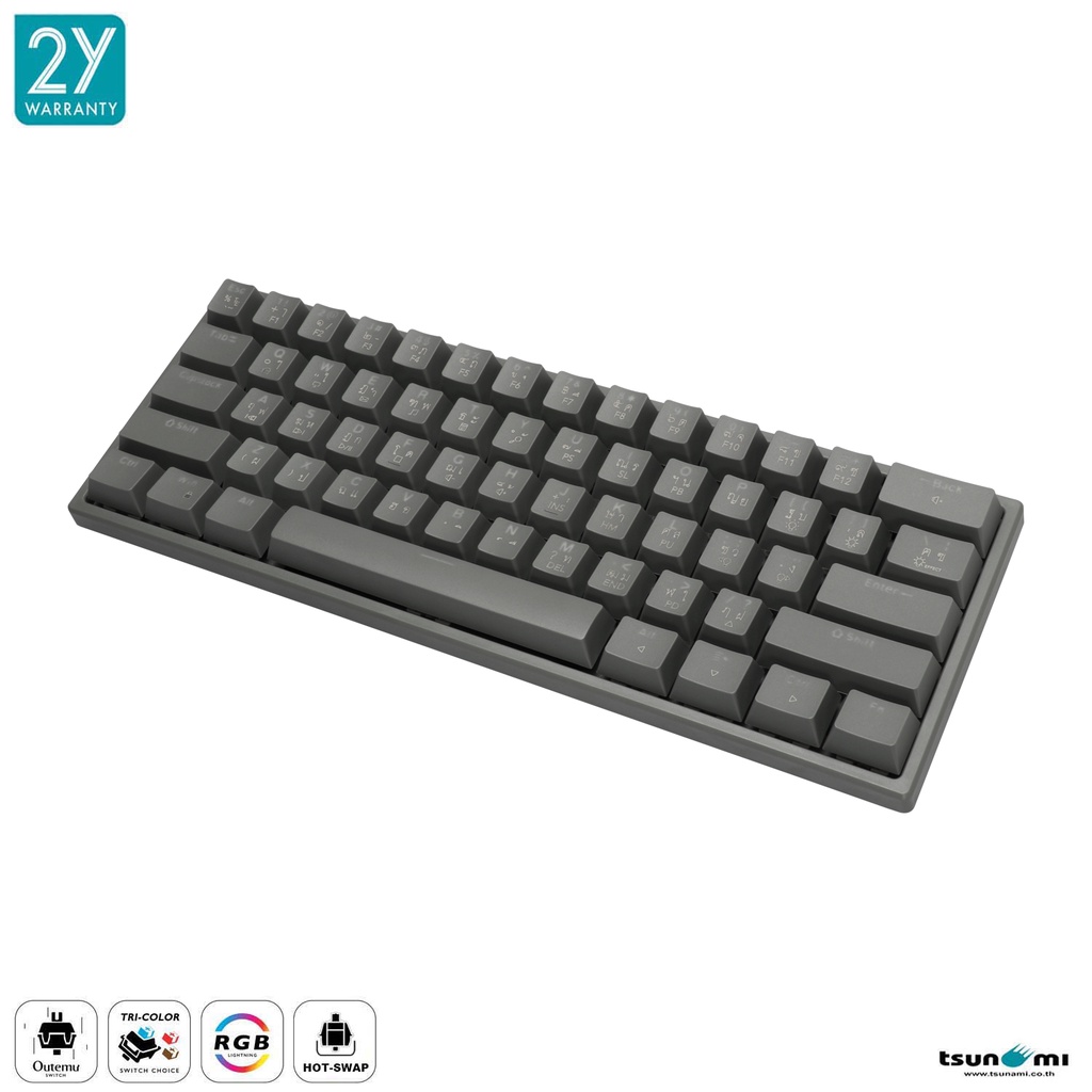 Tsunami Outemu MK-61 Pro (เทาเข้ม) Hotswappable Type-C Macro Software ...