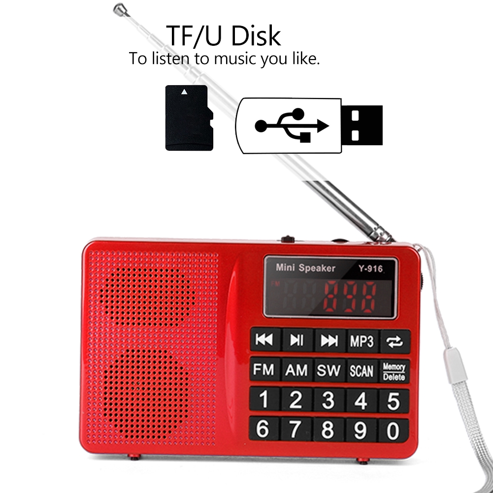 FM/AM/SW Stations Stereo FM Radio TF/U Disk Music Noise Cancelling MP3 ...