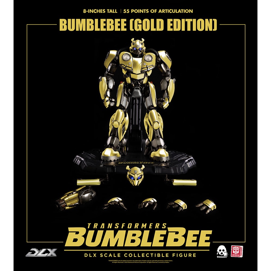 threeZero Transformers Bumblebee DLX (Gold Edition) Collectible Figure ...