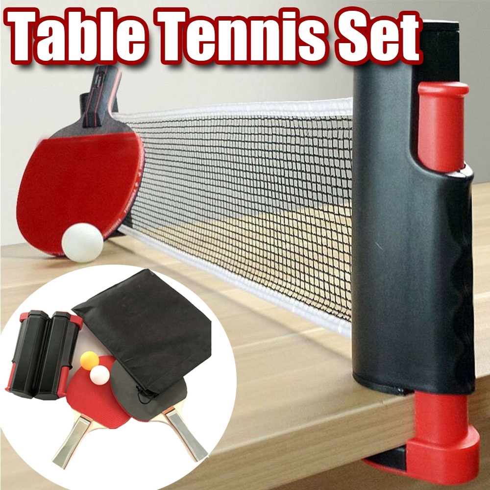 Portable Table Tennis Kit Ping Pong Set Table Tennis Net + Bats + Ping ...