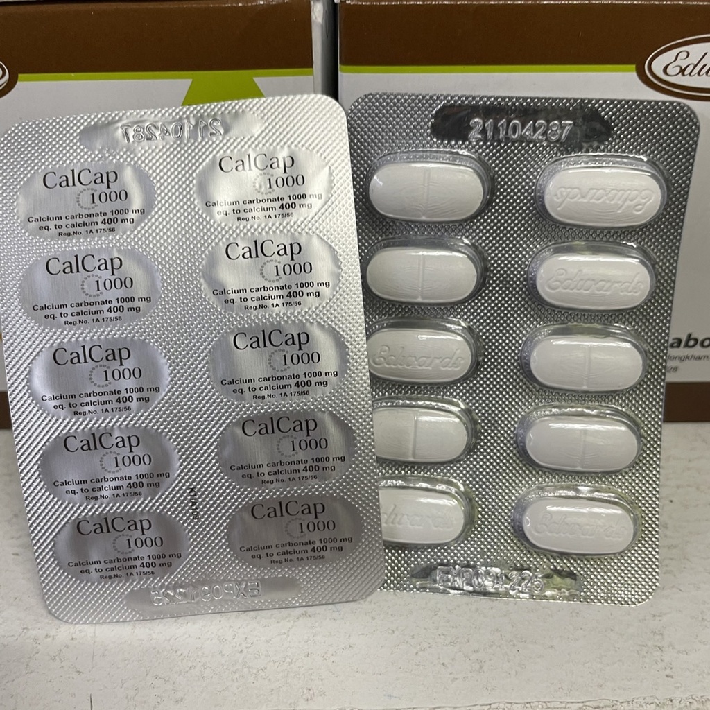 Calcium D 1500 mg Cal-Cap 1000 mg แคลแคป บำรุงกระดูก แบ่งขาย 10 แผง 20 ...