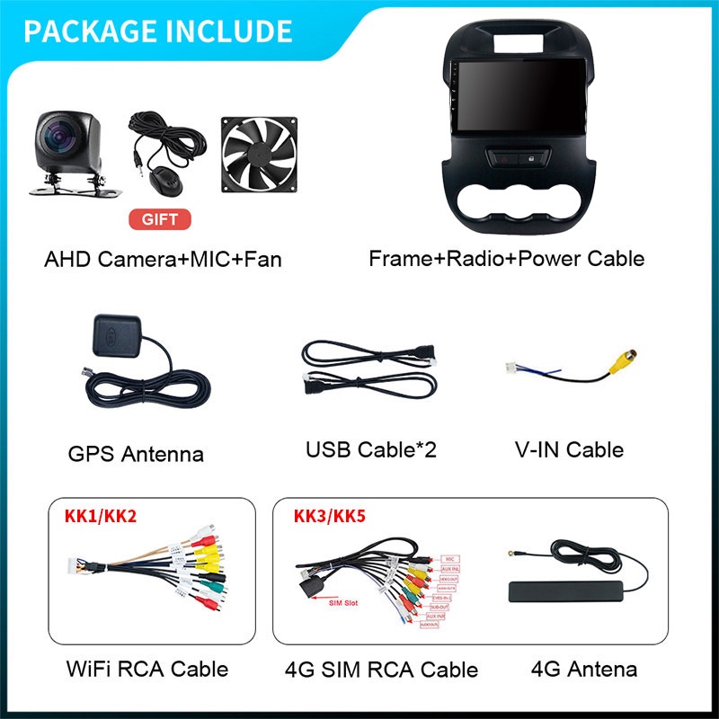 EKIY KK5 Car Radio Android Auto Multimedia Player For Ford RANGER F250 ...