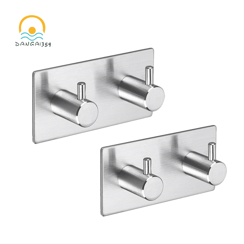 2Pcs Multi-Purpose Hooks Wall Adhesive Sticker Crochet Key Hangers 304 ...