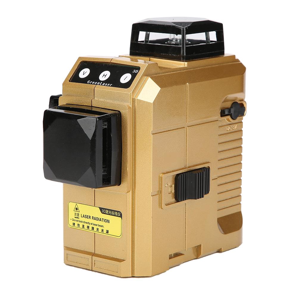 100V-240V 3D Laser Level Green Light 12-Line Cross Line Leveling Tool ...